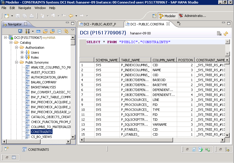 Las «tablas del sistema» de SAP HANA – aníbal goicochea
