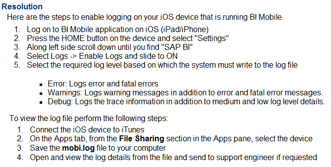 Generación y visualización del fichero log de SAP BI Mobile en ...