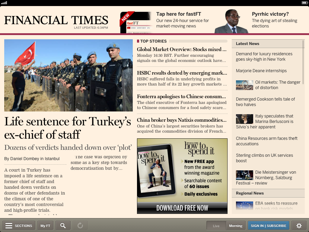 La aplicación del Financial Times (app.ft.com) es el mejor ejemplo de ...